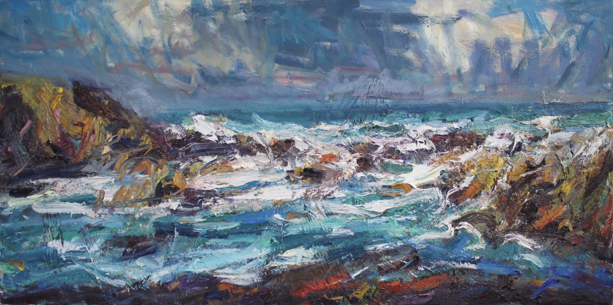 Winter reflection of Loch Droma | Contemporary painting by Jonathan ...