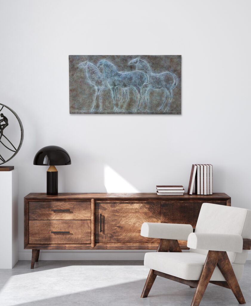 3 Horses I Bas-Relief | Contemporary sculpture by Pierre Yermia for ...